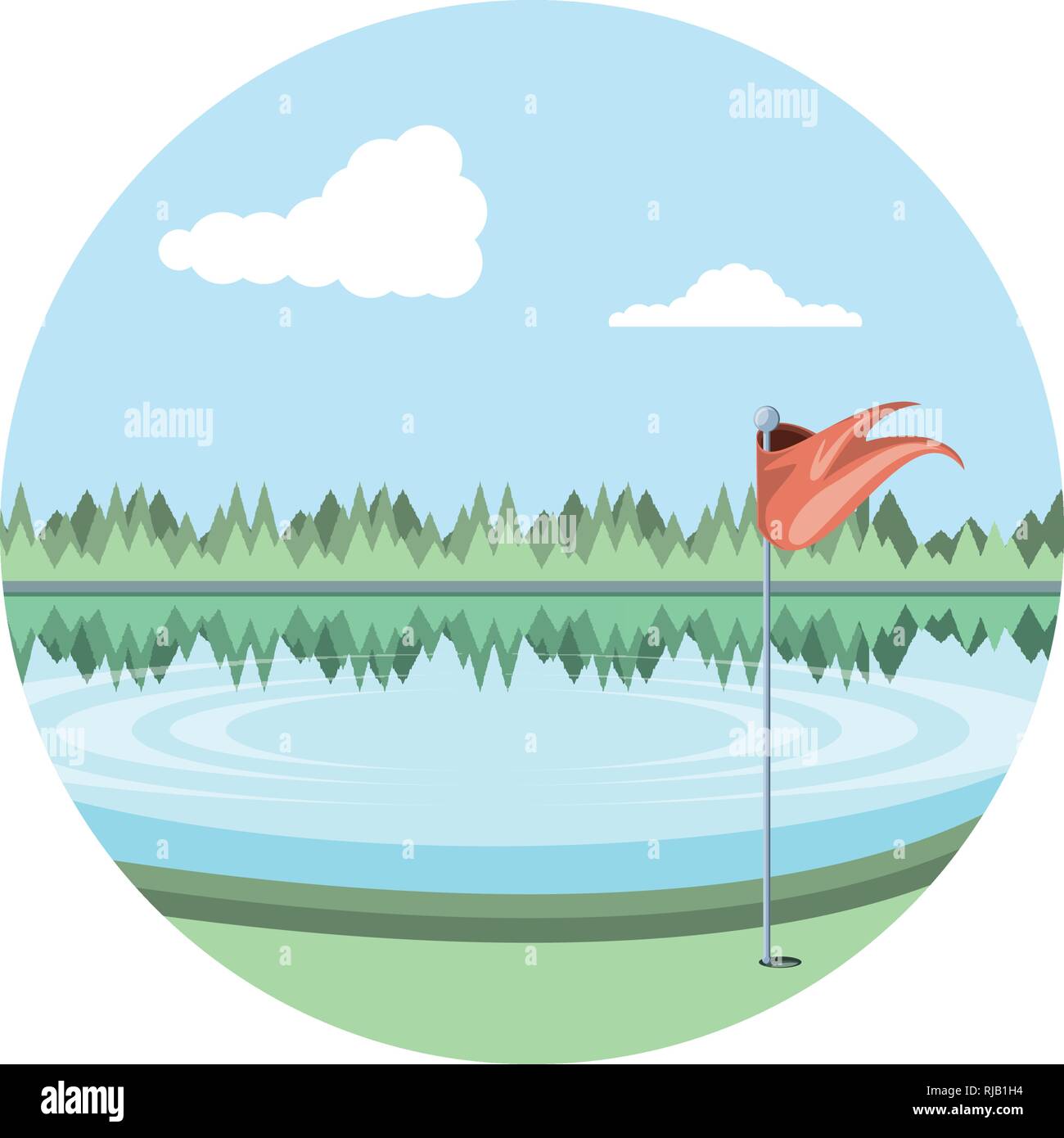circular frame with field golf vector illustration design Stock Vector ...