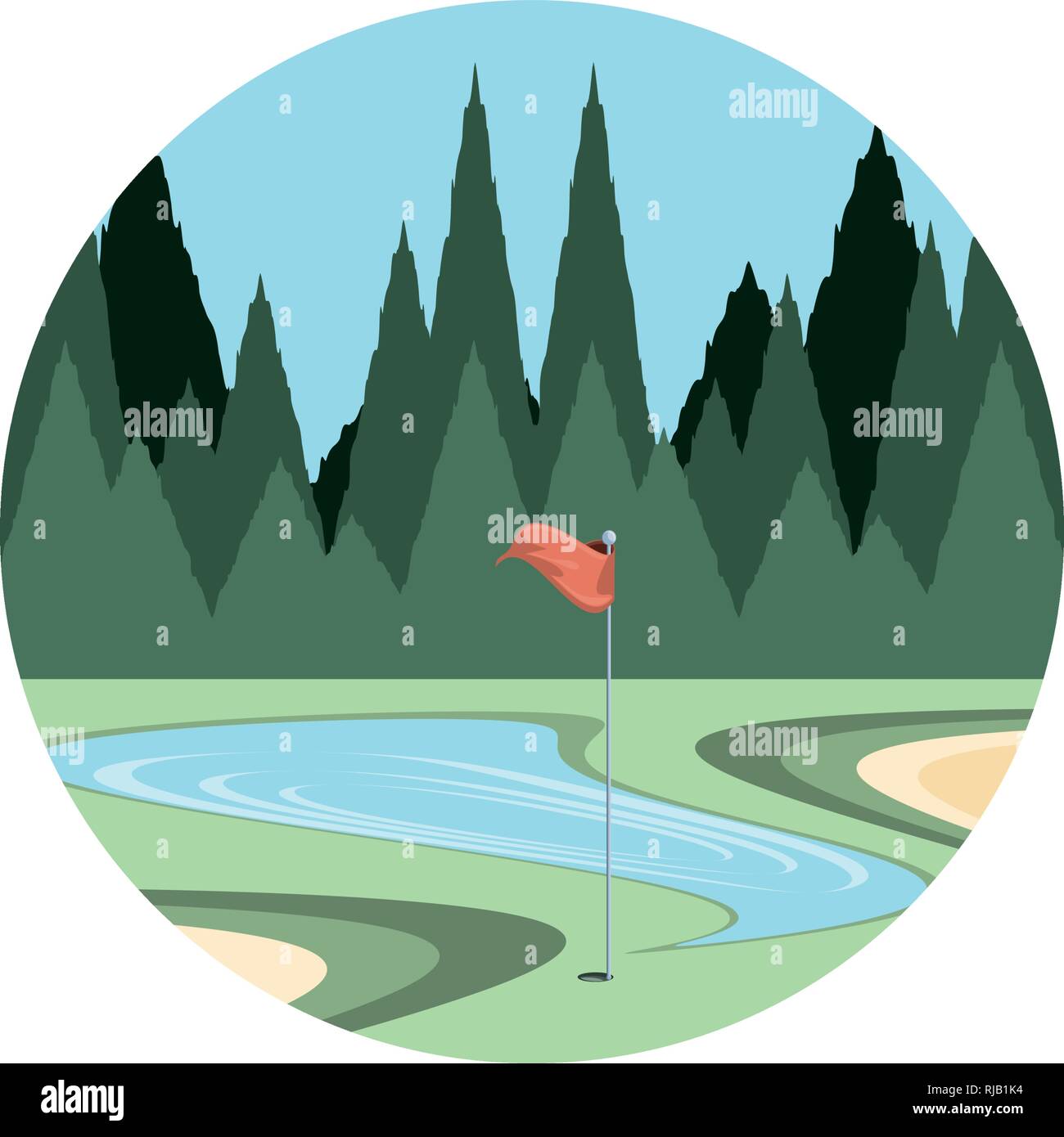 circular frame with field golf vector illustration design Stock Vector ...