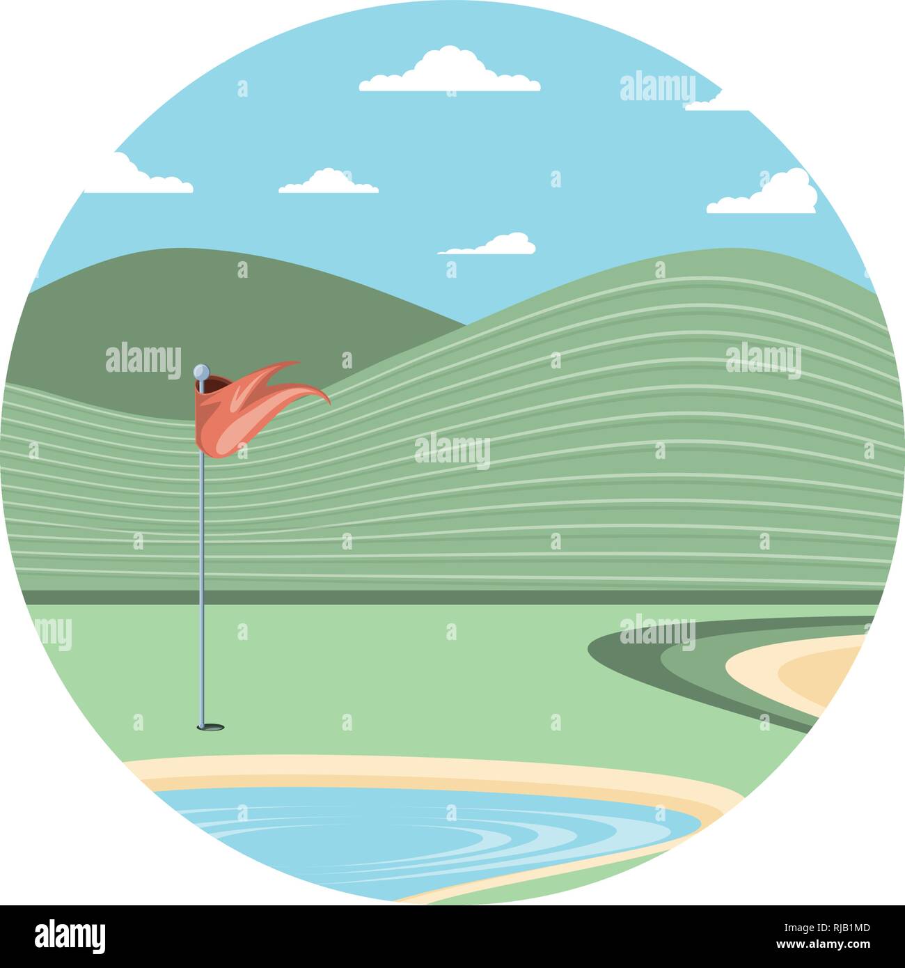 circular frame with field golf vector illustration design Stock Vector ...