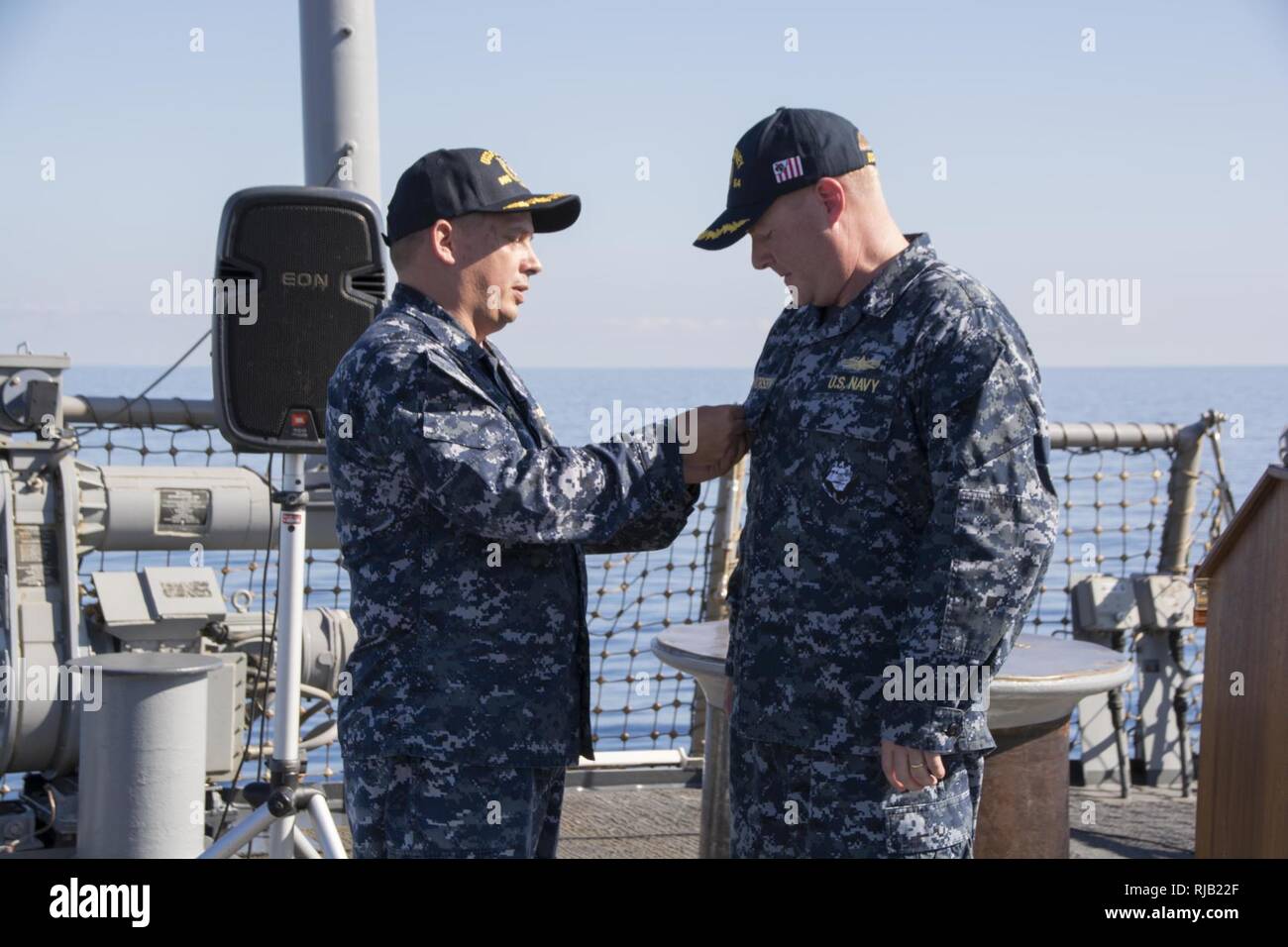 MEDITERRANEAN SEA (Nov 5, 2016) - Cmdr. Ken Pickard, left, pins a ...