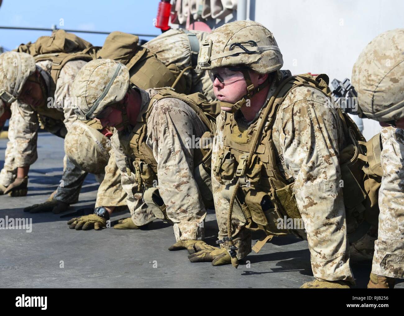 GULF OF ADEN (Nov. 4, 2016) Marines participate in a pushup competition ...