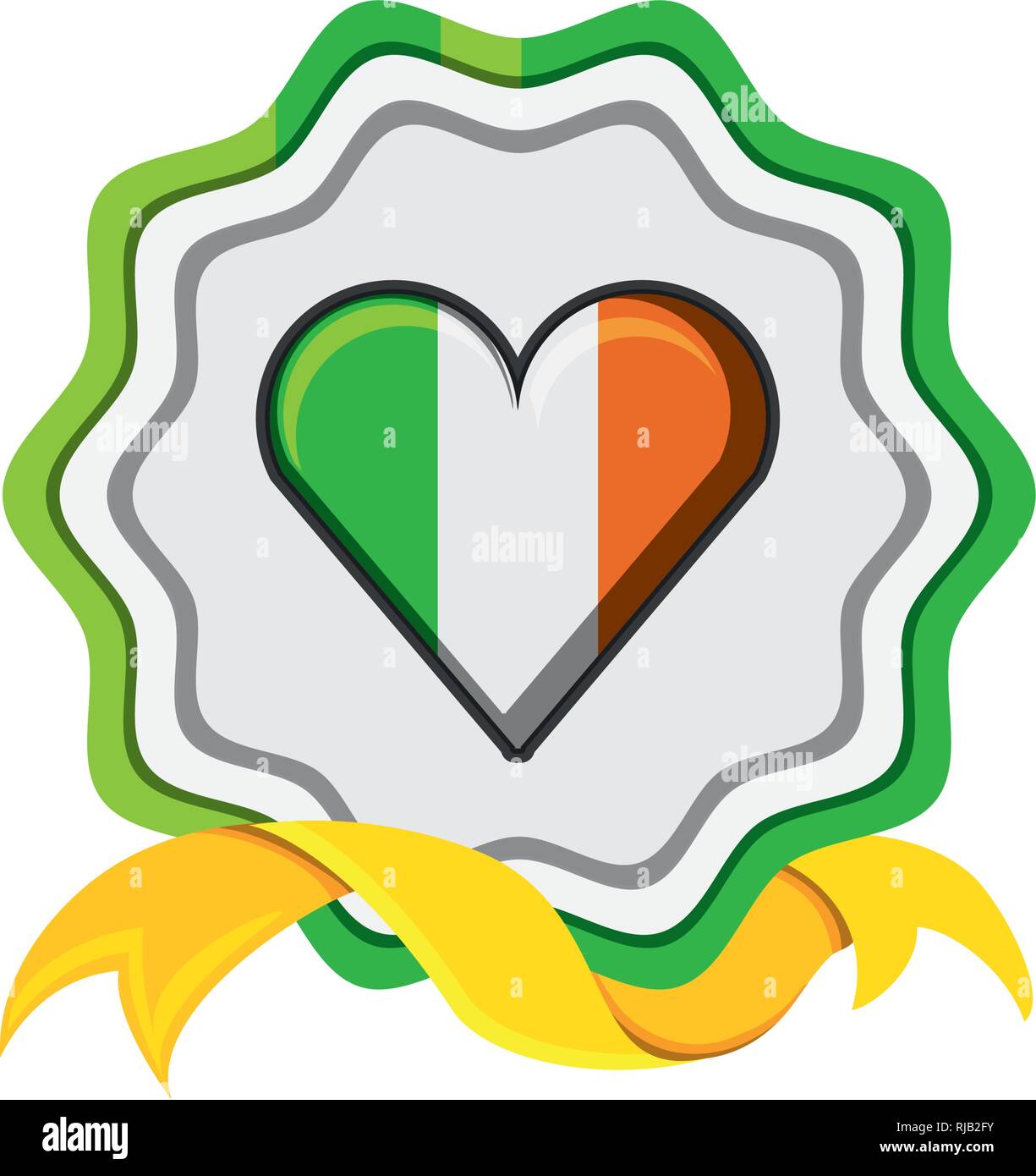 seal with flag irish in shape heart vector illustration design Stock ...