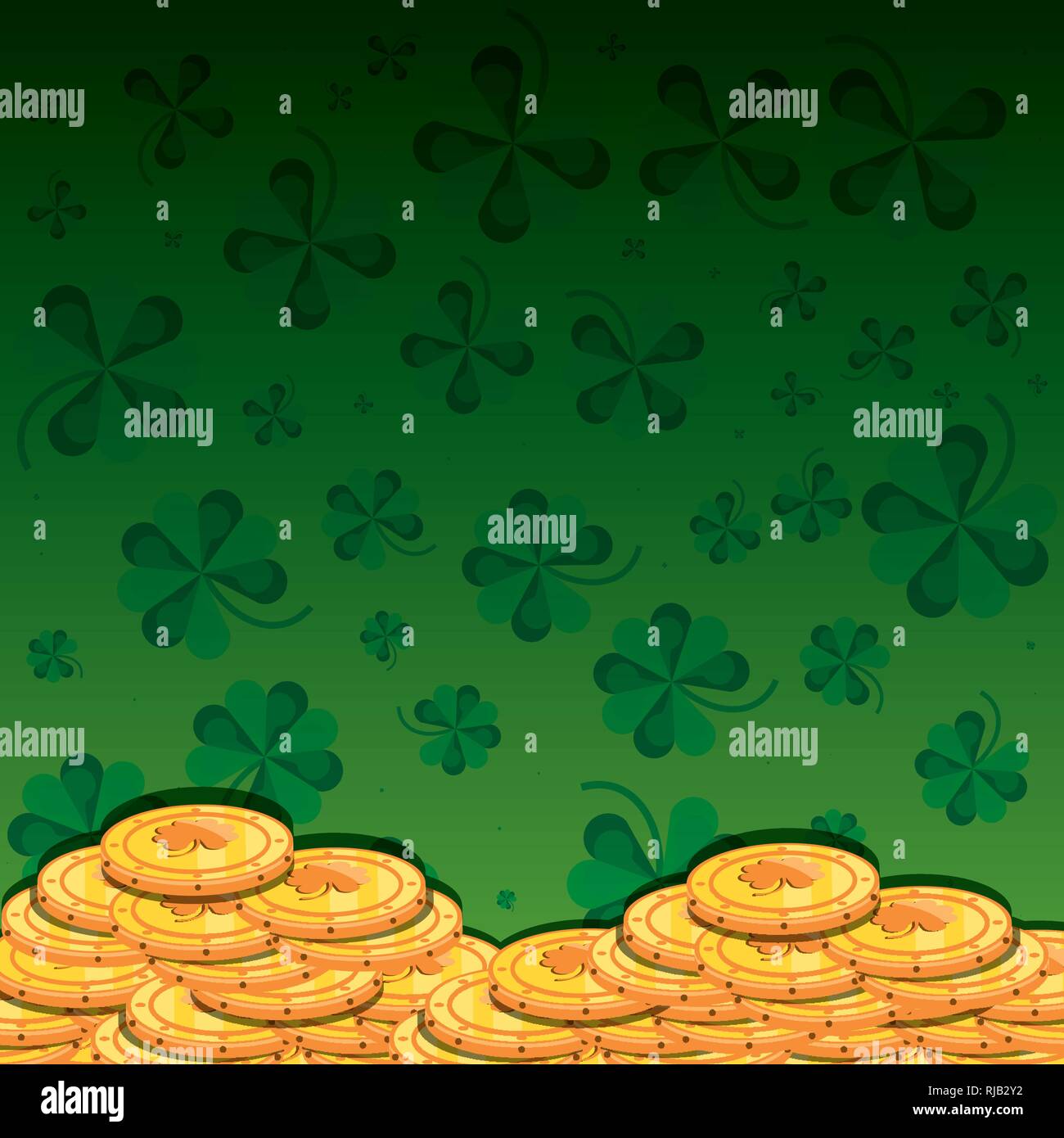 pattern of clovers with coins vector illustration design Stock Vector ...