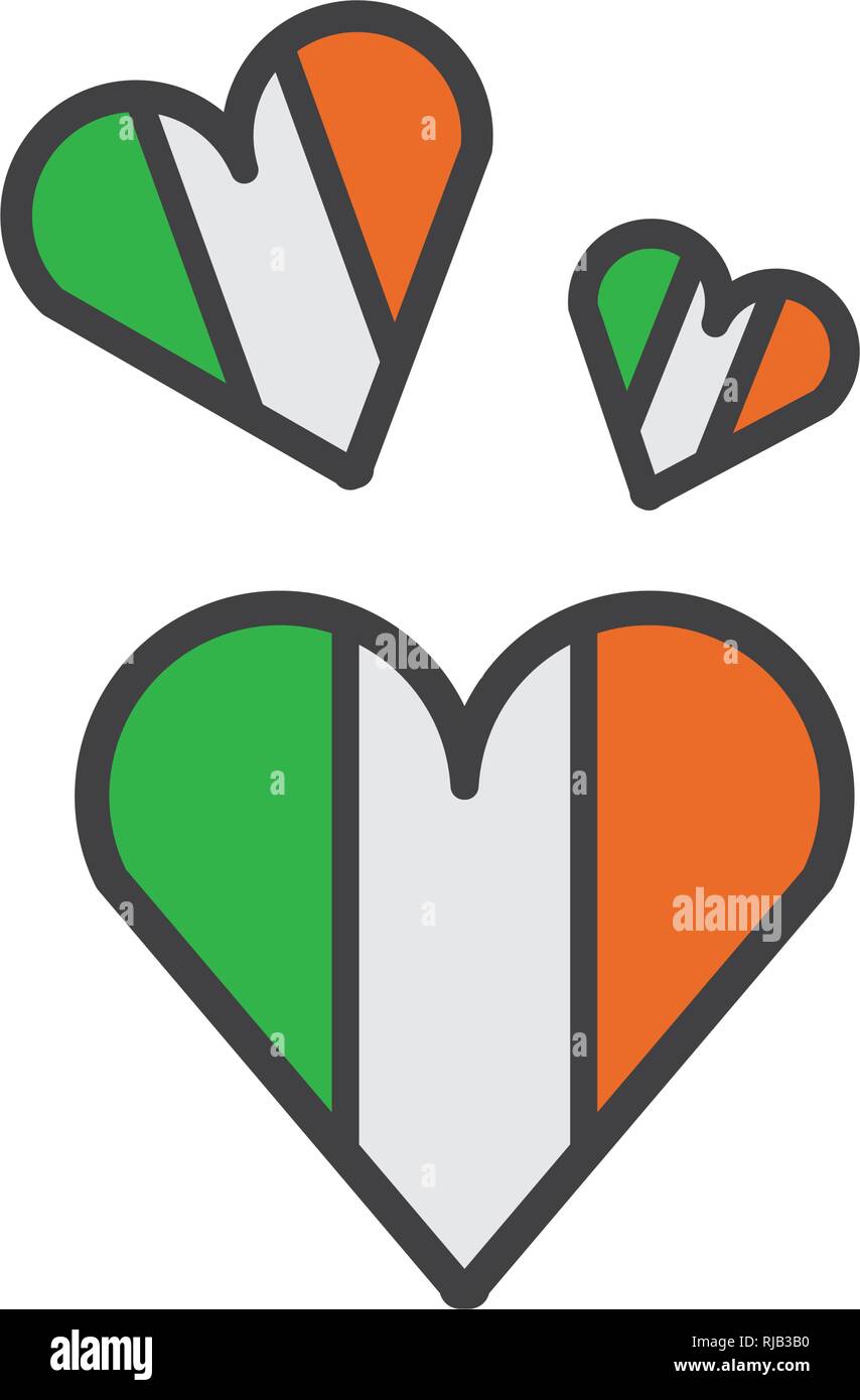 set of flags irish in shape heart vector illustration design Stock ...