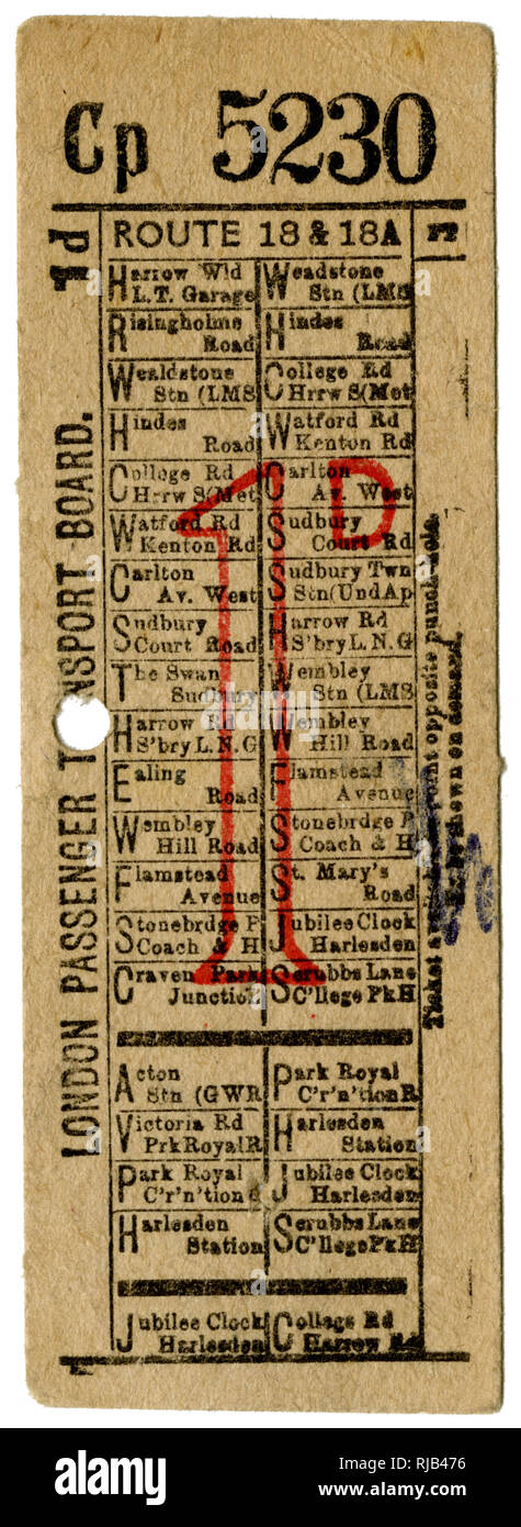 London Transport bus ticket -4 Stock Photo - Alamy