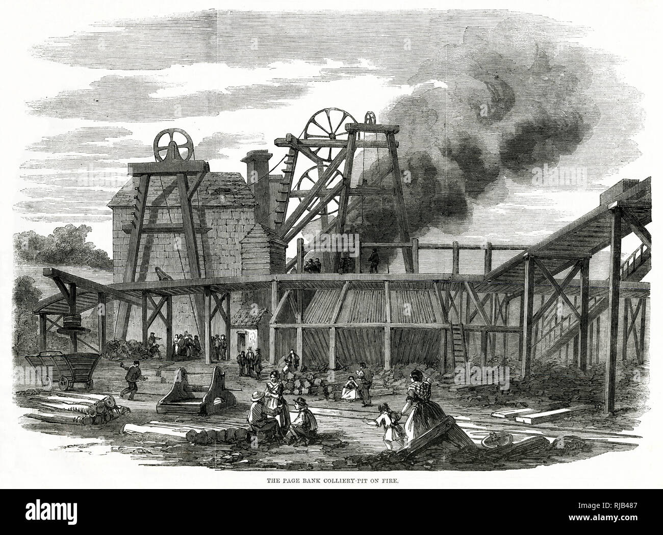 Page Bank Colliery, fire 1858 Stock Photo - Alamy