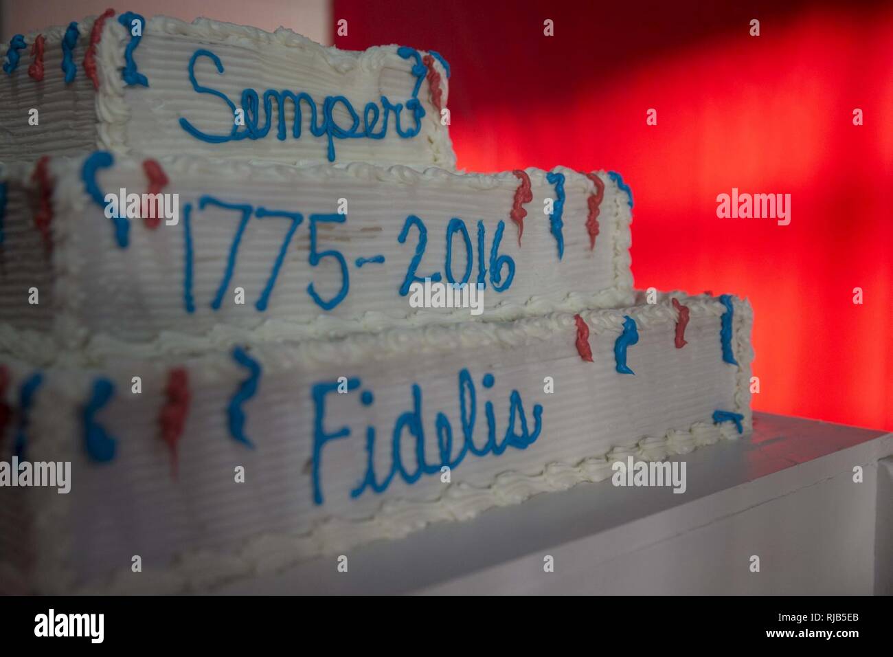 A photo of a birthday cake made for the annual Marine Corps Recruit ...