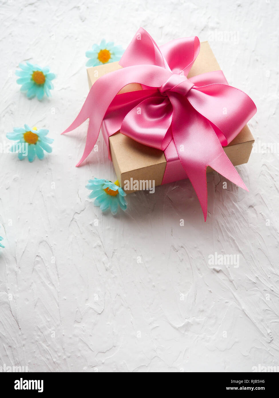 Cute decorated gift set gift with pink ribbon authentic on white ...