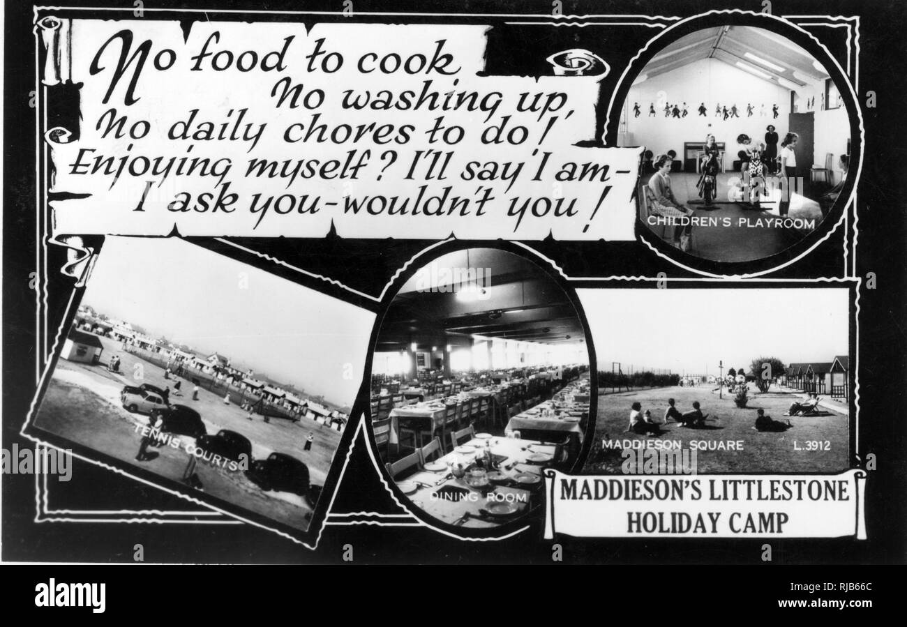 Multiview postcard, Maddieson's Littlestone Holiday Camp Stock Photo ...