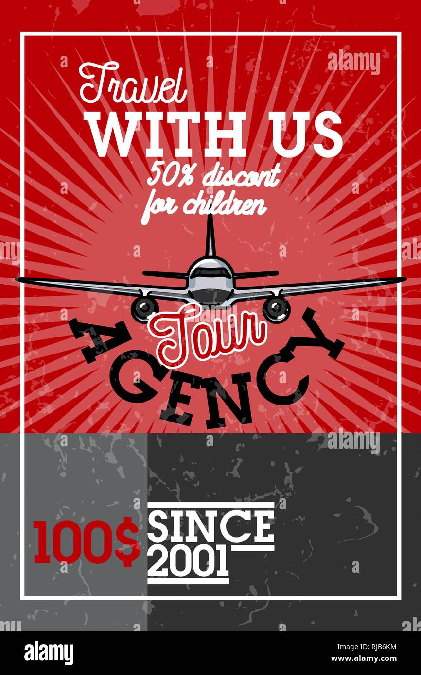 Color vintage tour agency banner. Travel concept Stock Vector Image ...