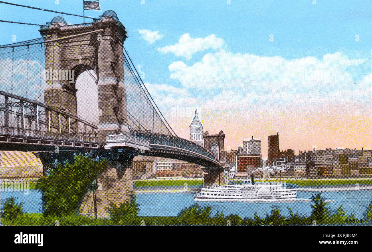 Cincinnati, Ohio, USA - Suspension Bridge Stock Photo - Alamy