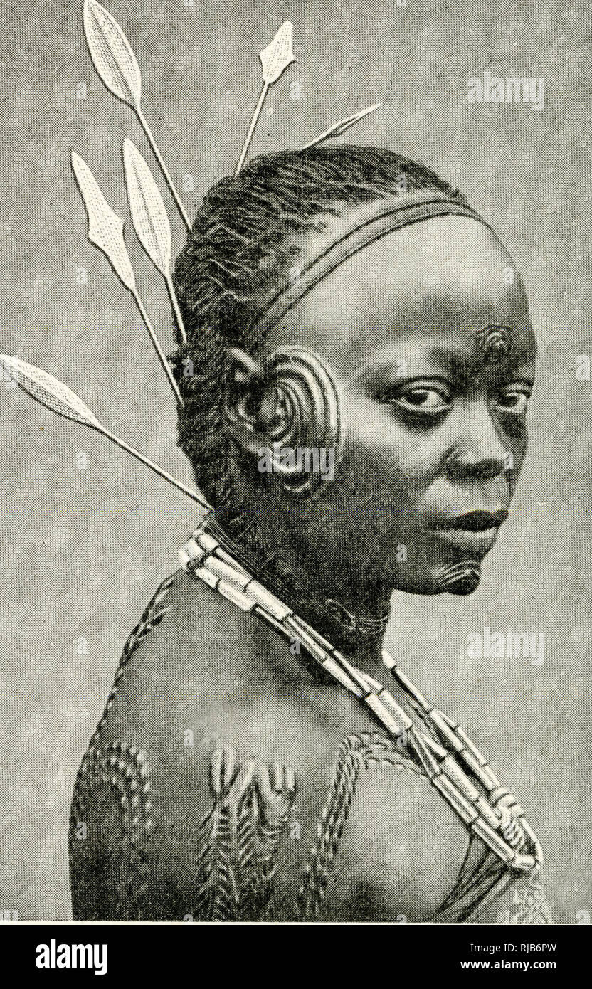 Woman with decorative scars, Belgian Congo, Central Africa Stock Photo ...