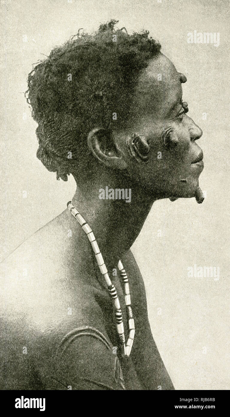 Woman with decorative scars, Belgian Congo, Central Africa Stock Photo ...