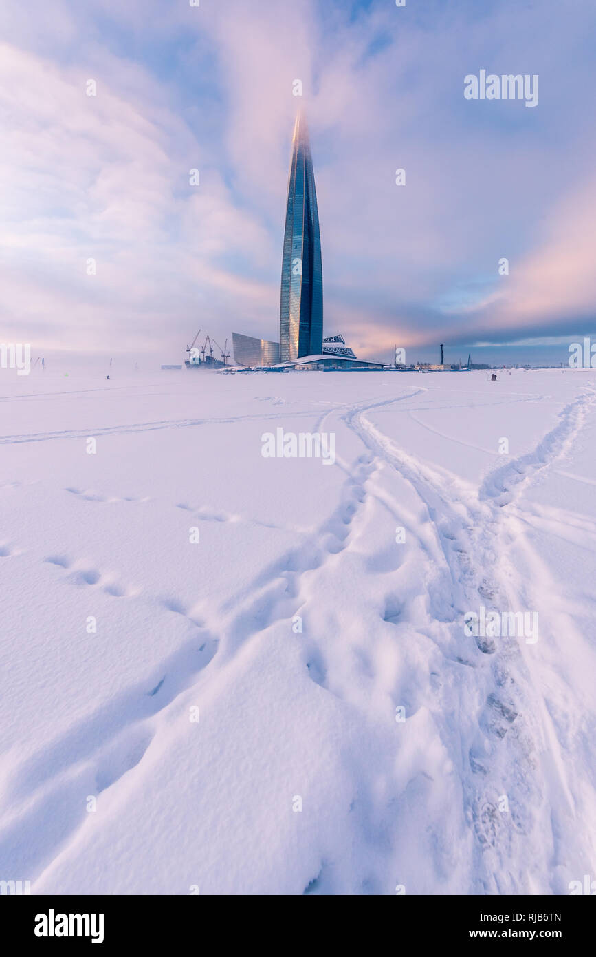 SAINT PETERSBURG. RUSSIA - January 27 2019. Skyscraper "Lakhta center ...
