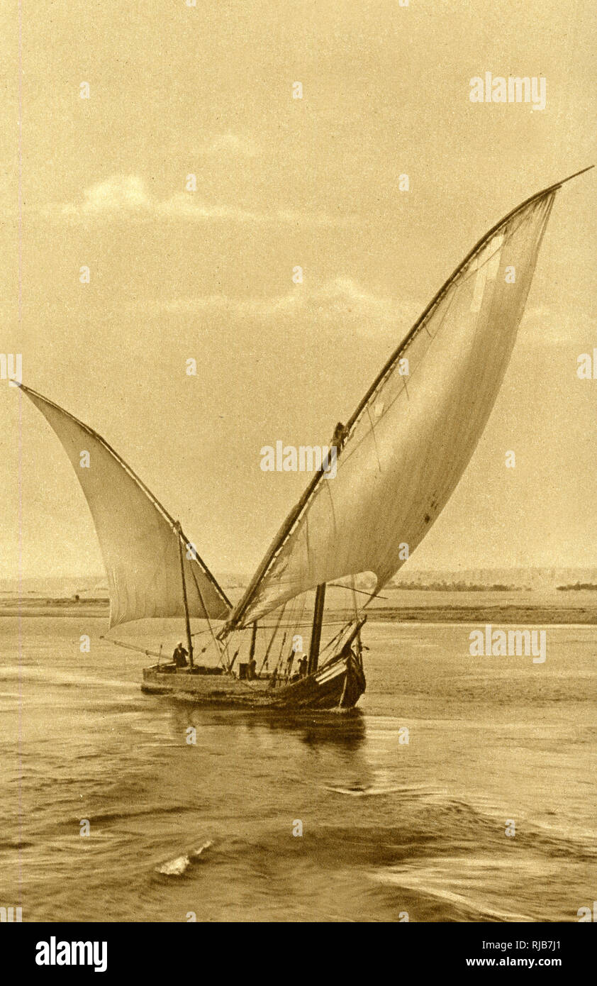 Felucca with lateen sails on the River Nile, Egypt Stock Photo - Alamy