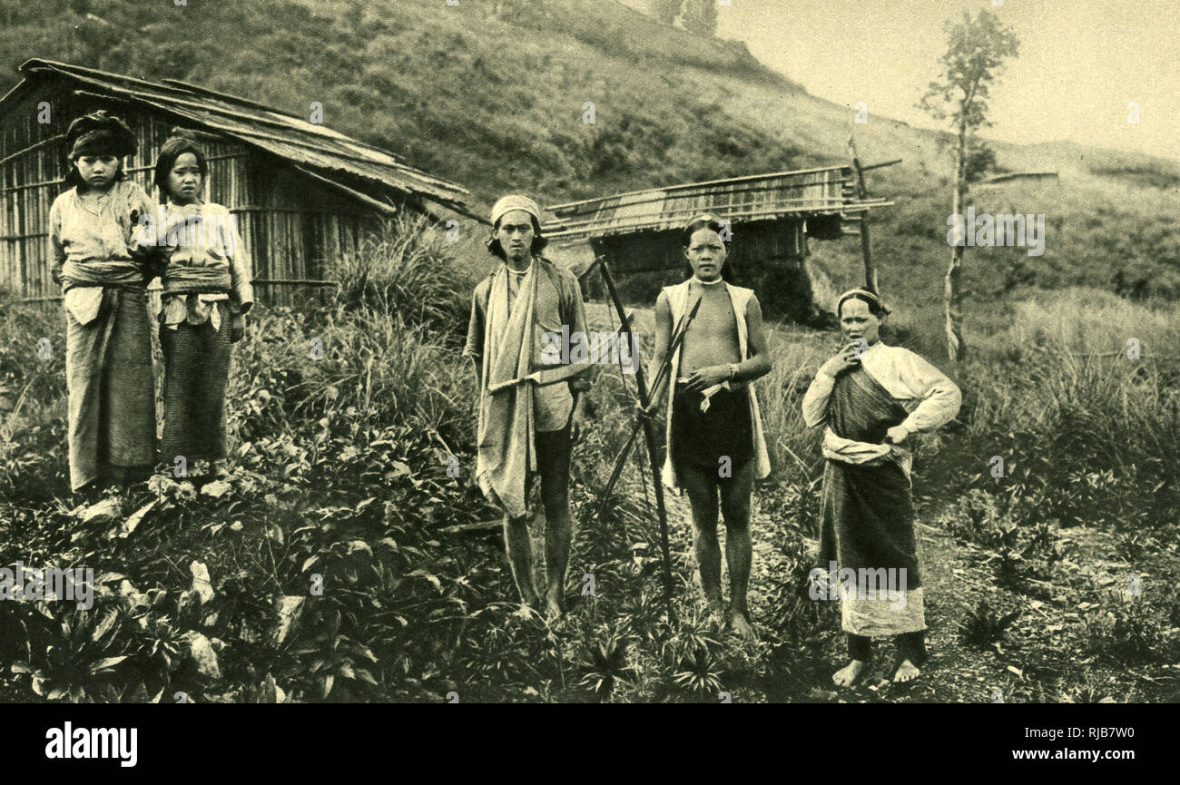 Adults and children of an indigenous tribe, Formosa (Taiwan Stock Photo ...