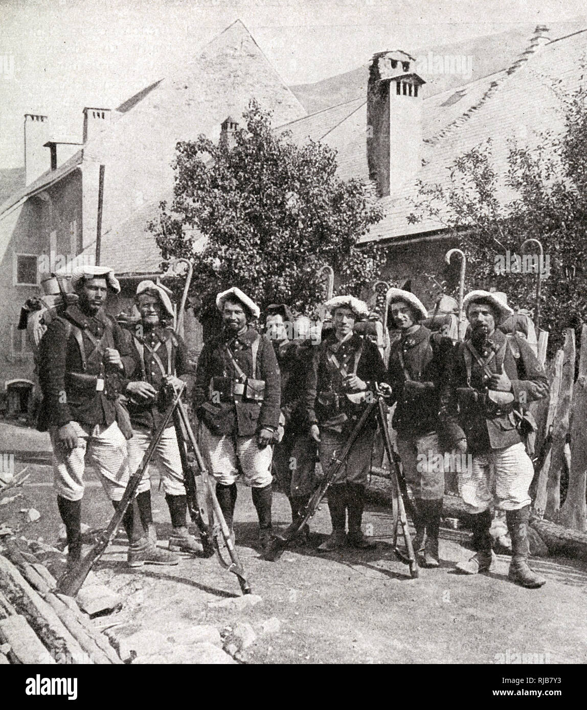 Group of Chasseurs Alpins soldiers, Alsace region, France Stock Photo ...
