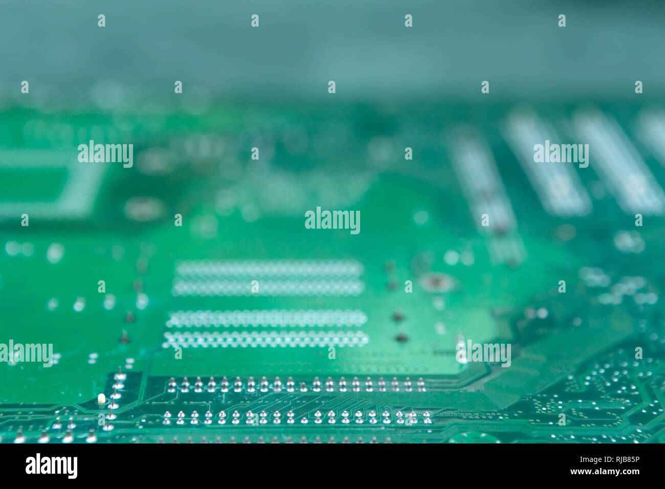 Shallow Depth of Field Back View of Computer Motherboard Circuit Stock ...