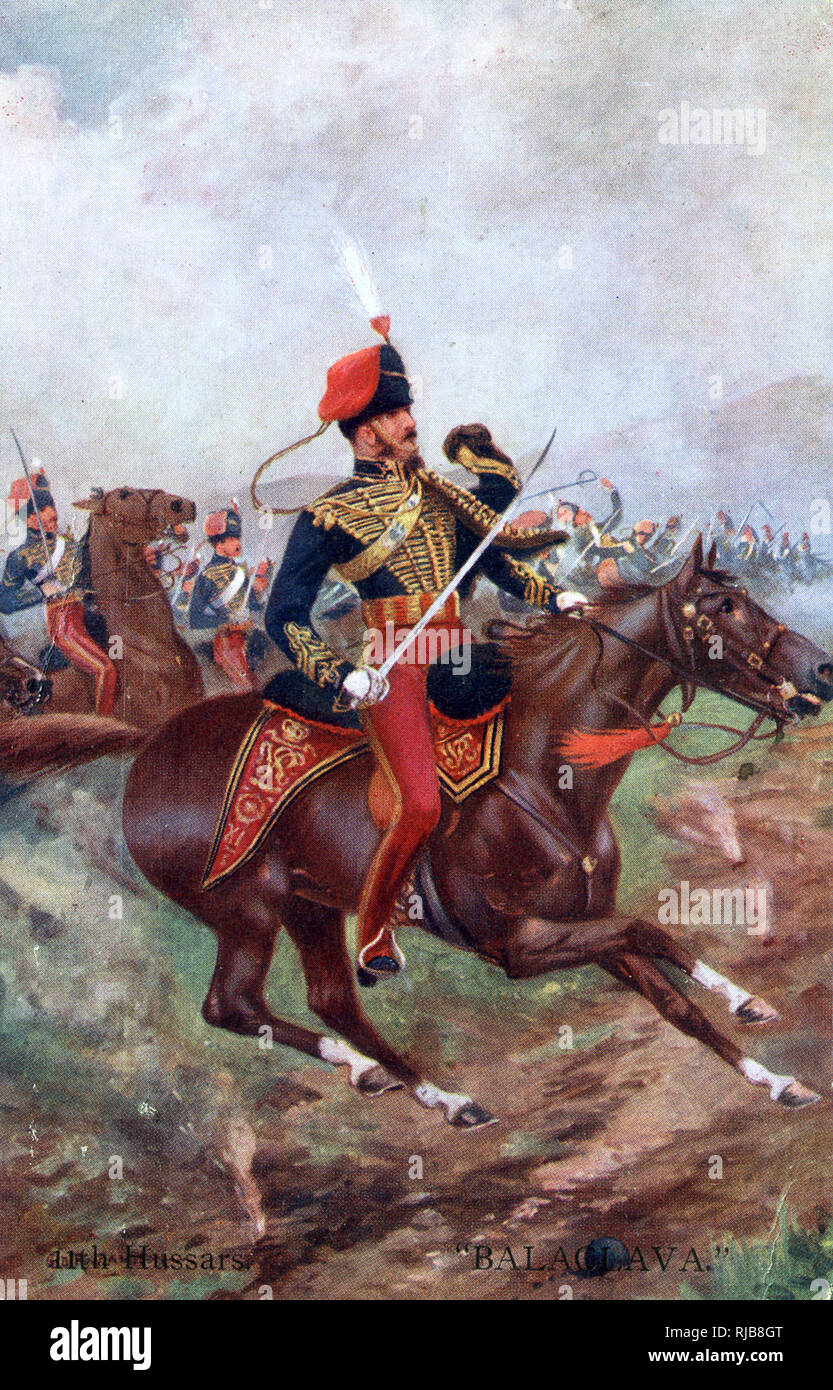 11th Hussars at Balaclava, Charge of the Light Brigade Stock Photo - Alamy