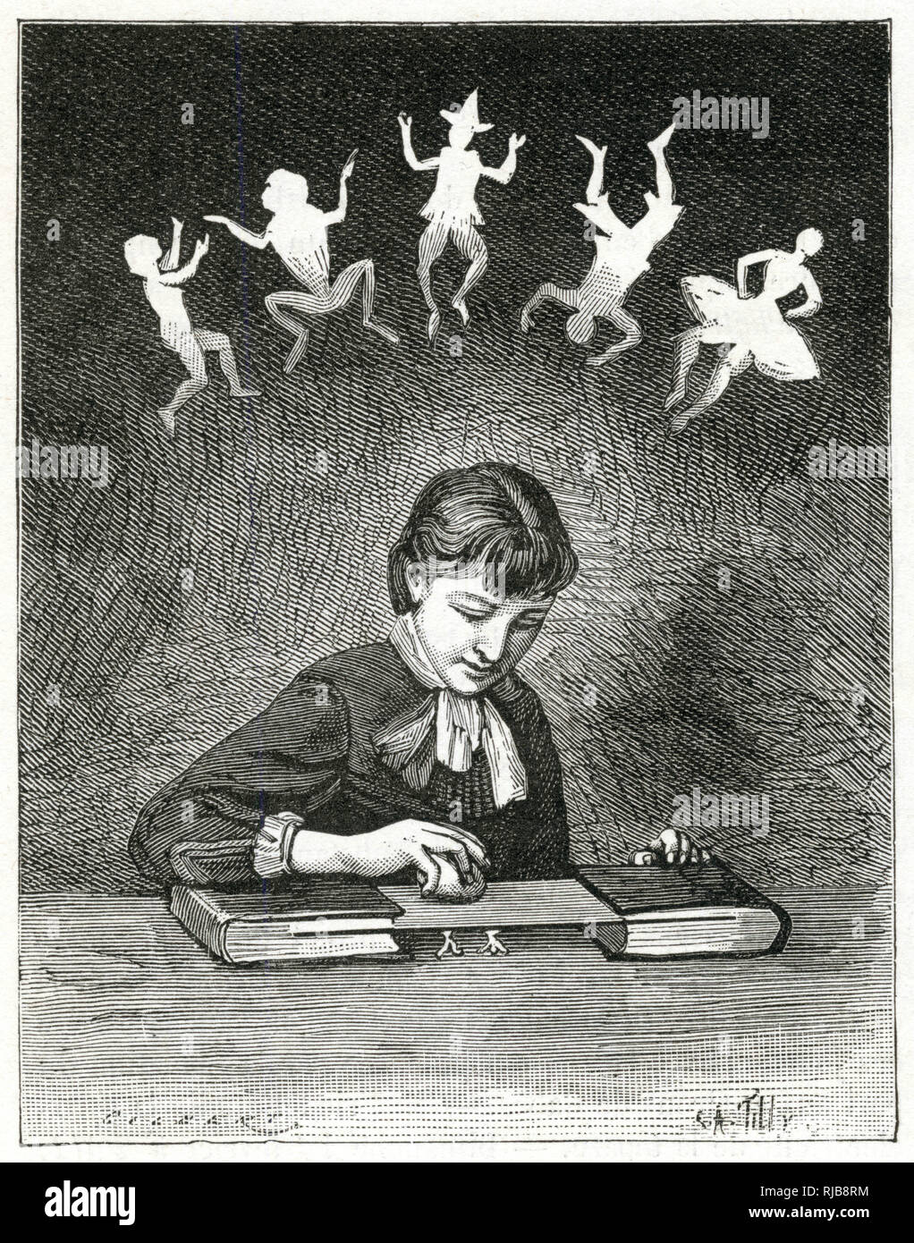 Woman making puppets dance using electricity 1885 Stock Photo - Alamy
