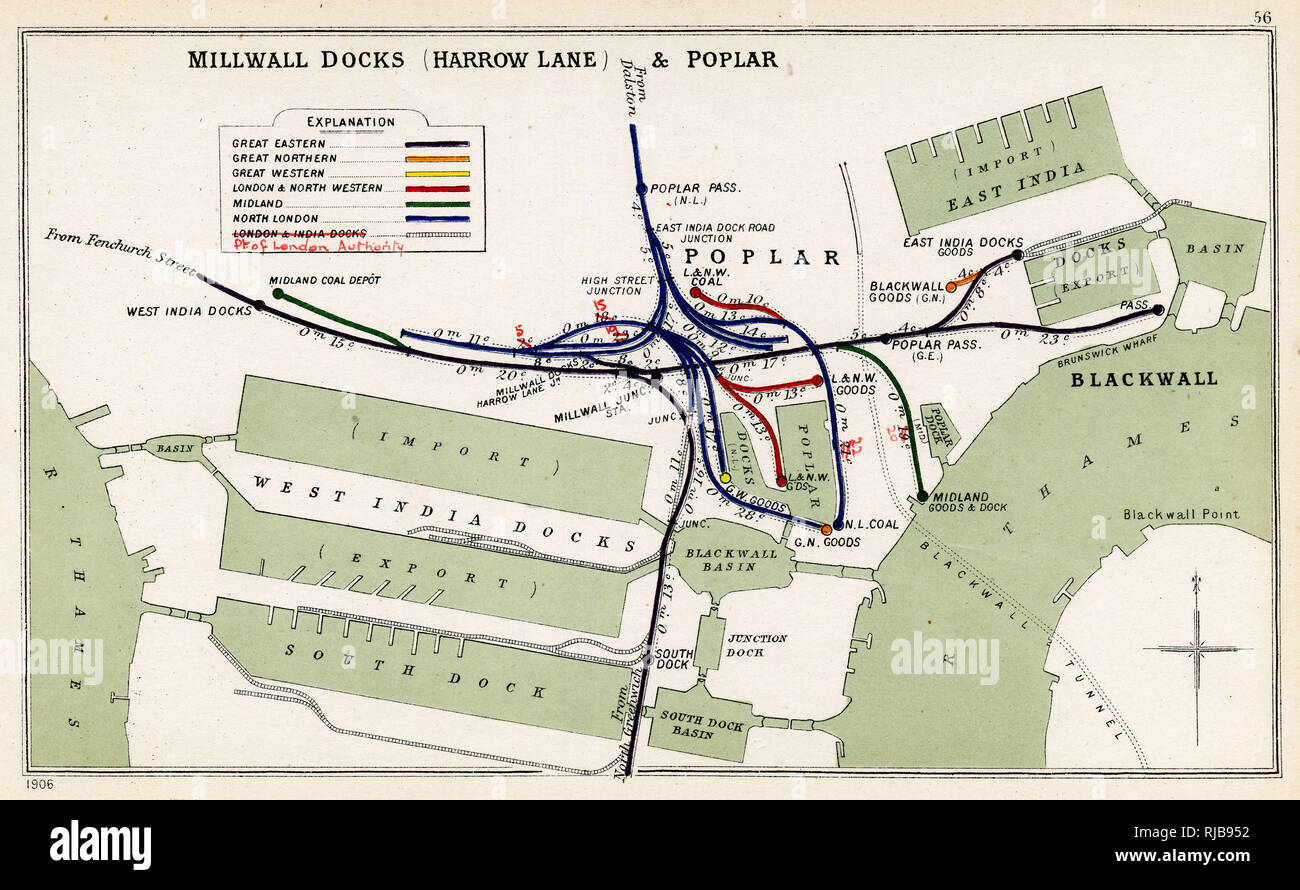 East and west india docks map hi-res stock photography and images - Alamy