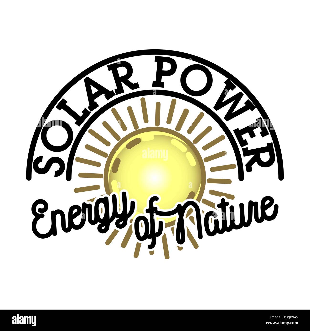 Color vintage solar panels emblem. Concept of renewable solar energy ...