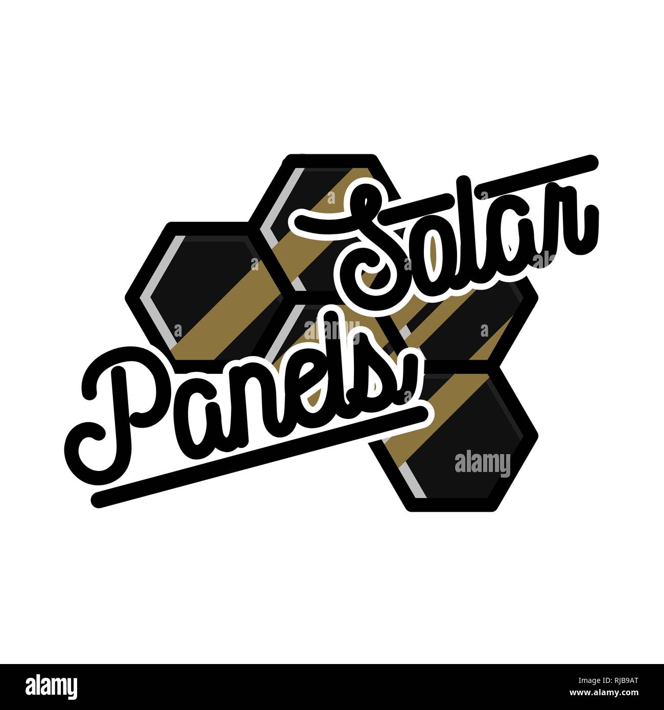 Color vintage solar panels emblem. Concept of renewable solar energy ...