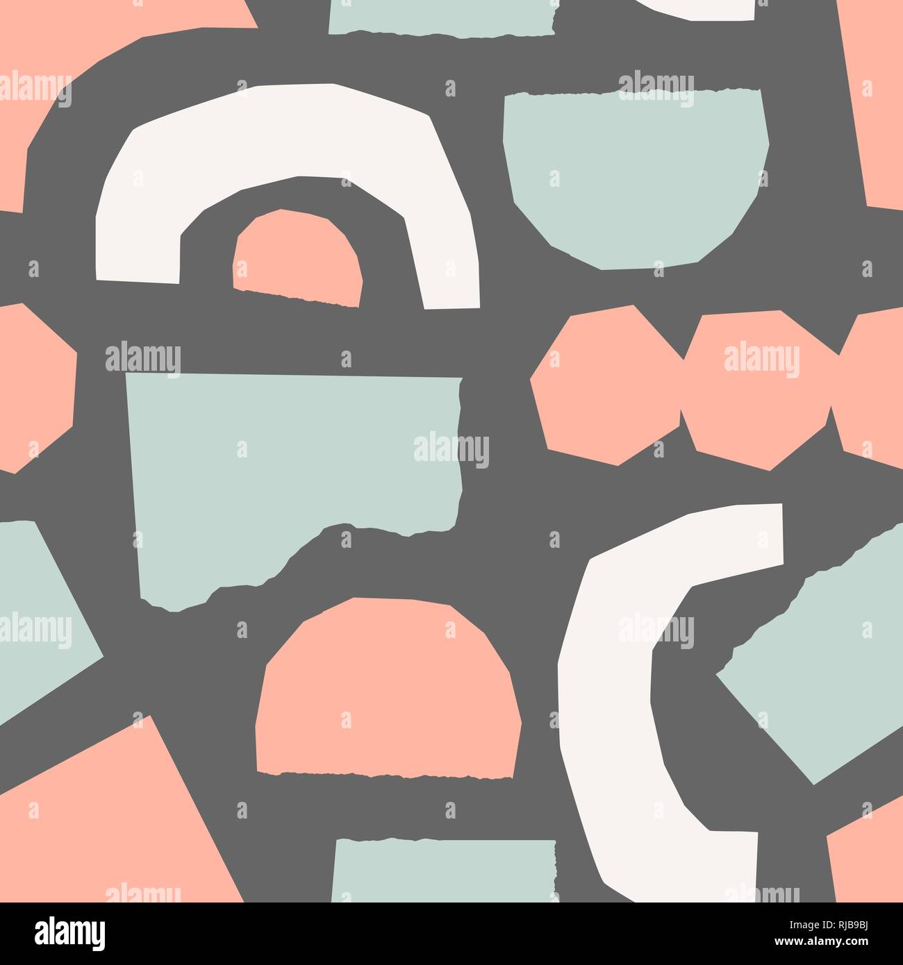 Seamless repeating pattern with paper cut shapes in pastel colors on ...