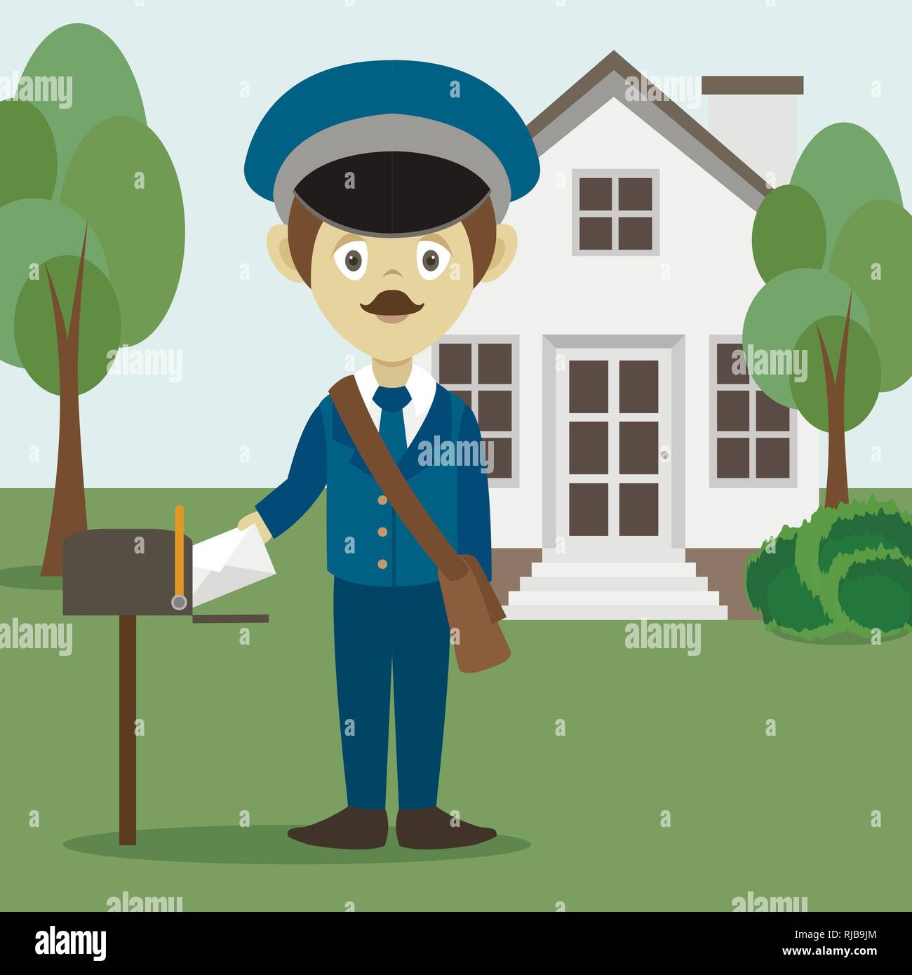 Official Postman In Uniform With Handbag And Letter Stock Vector Image ...