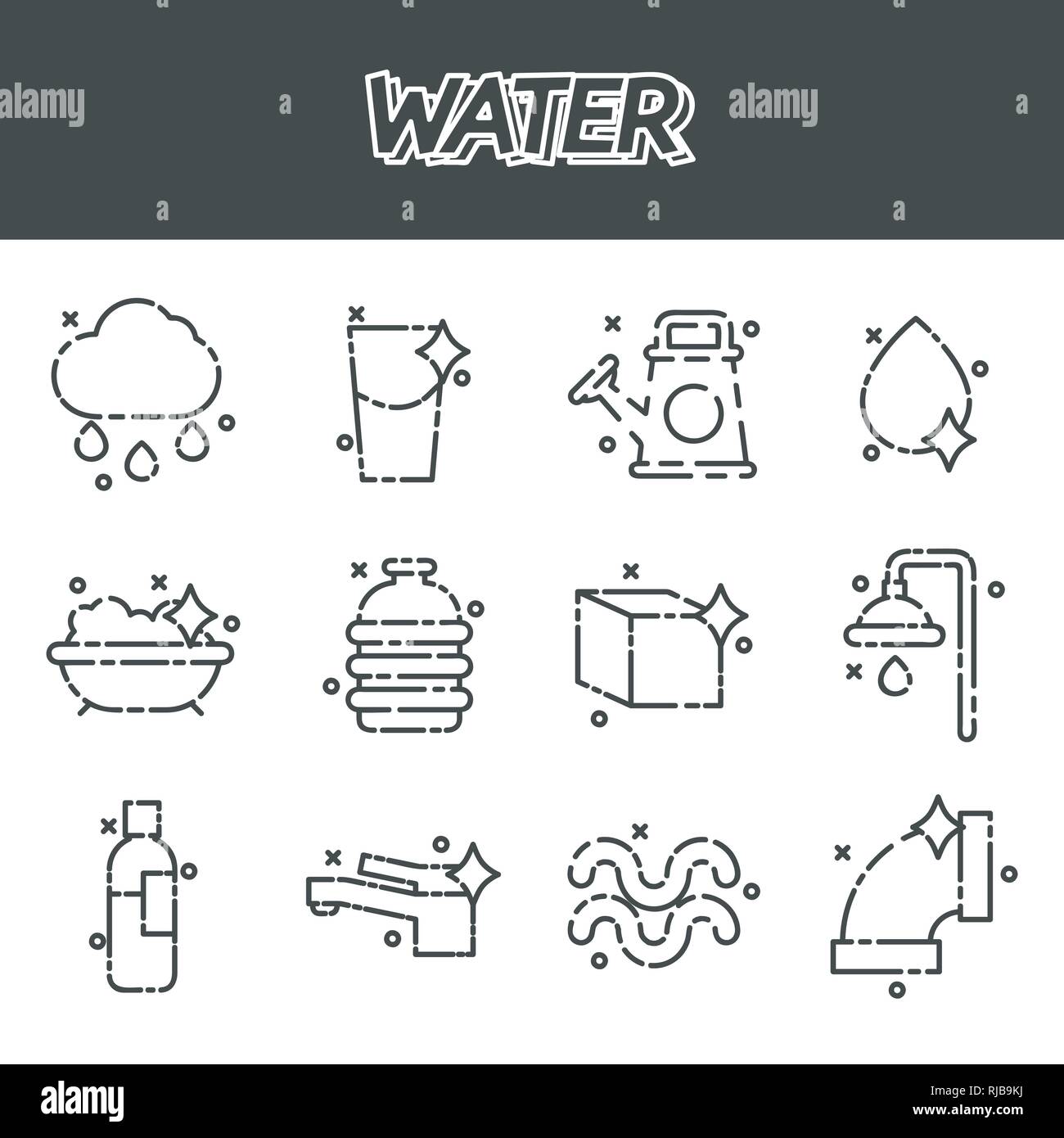 Water icon set in thin line style. Vector symbol Stock Vector Image ...