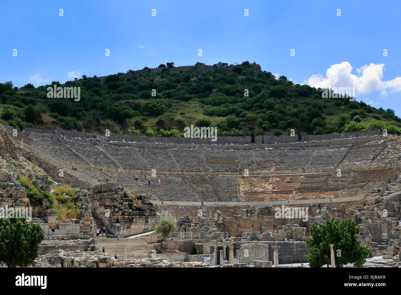 The ancient city of Ephesus, Turkey. The Great Theater, dating back to ...