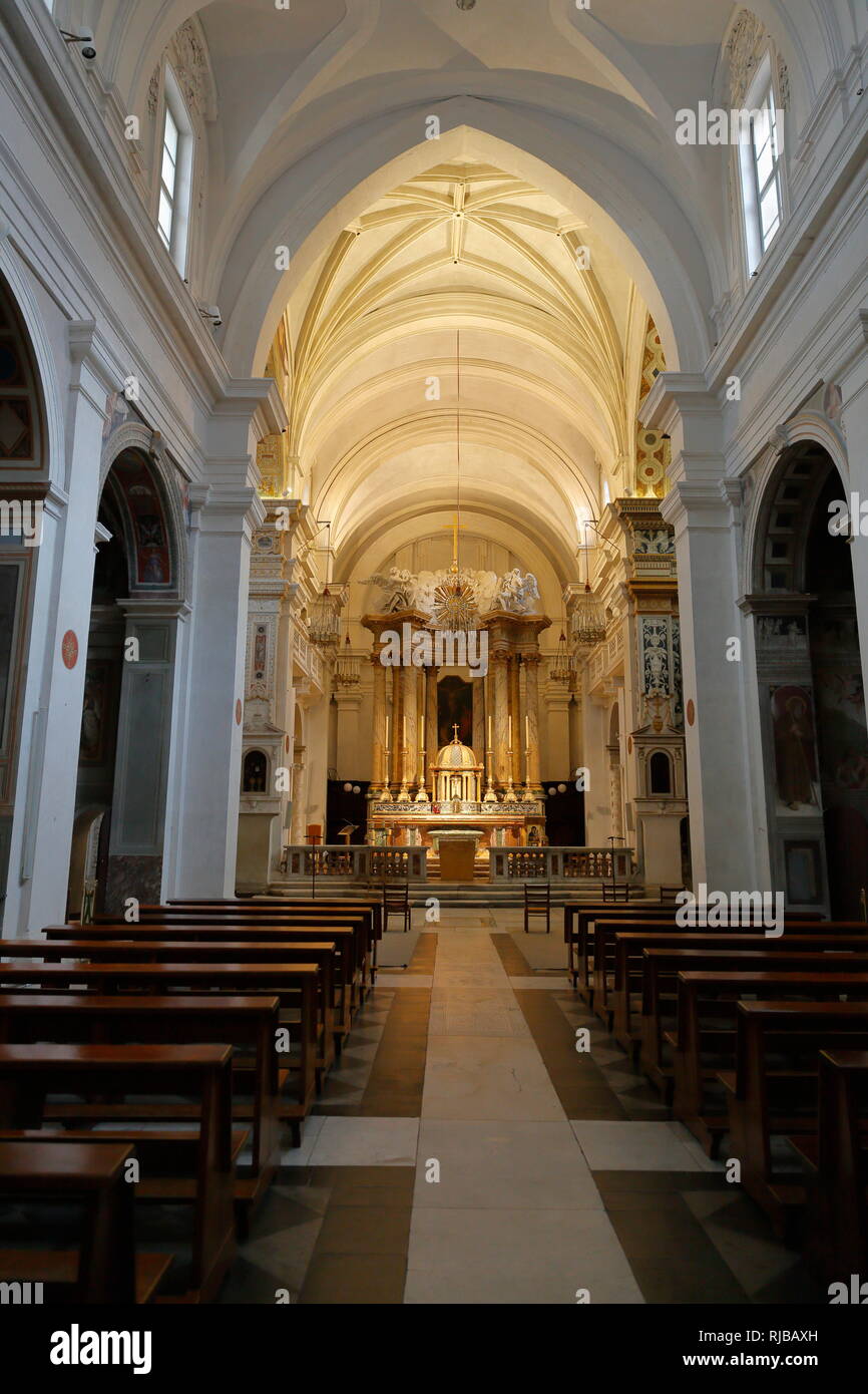Rome, Italy - Interior view of the French Church of Trinita dei Monti ...