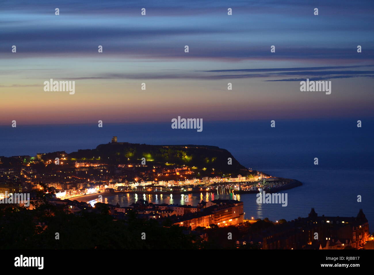 Scarborough South Bay - Night - Lights - North Yorkshire UK Stock Photo ...