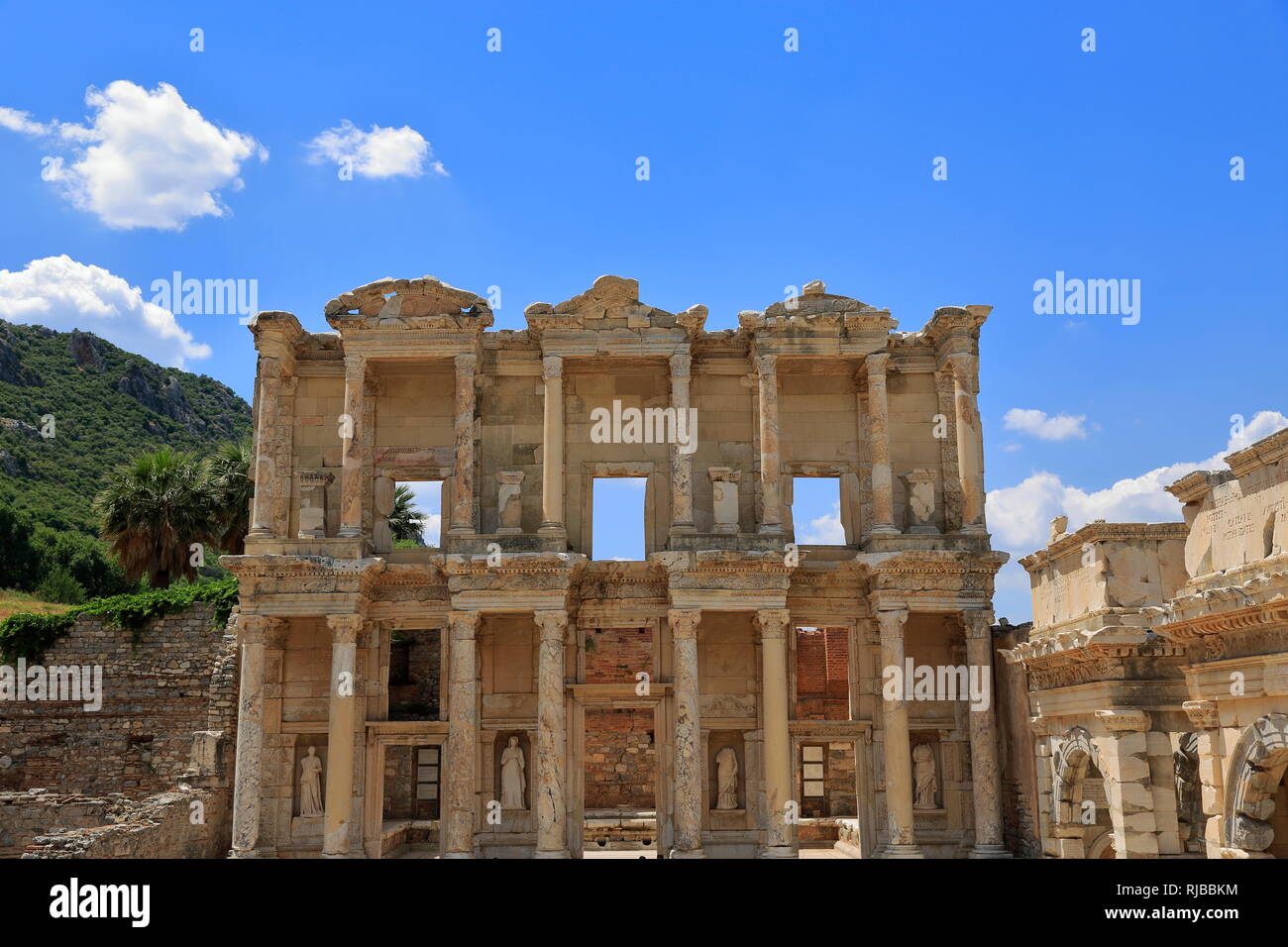 Turkey - Ruins of Celsius Library in ancient city Ephesus. The 2nd ...