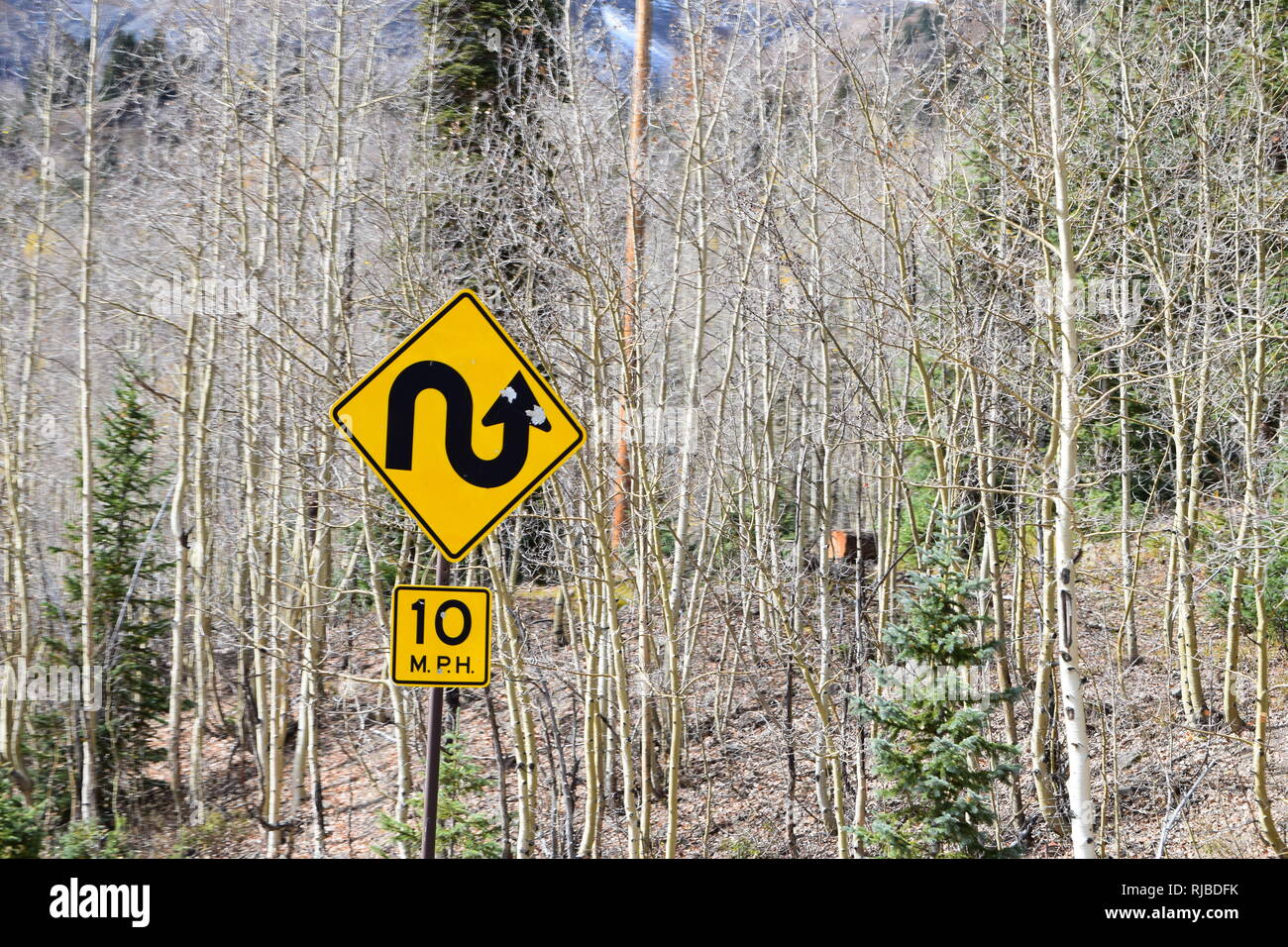 One of the many turn signs on the "Million Dollar Highway" in Colorado ...