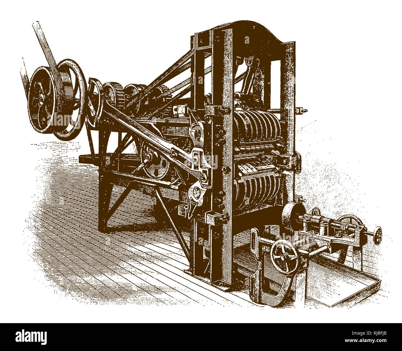 Historic nail cutting machine (after an etching or engraving from the ...