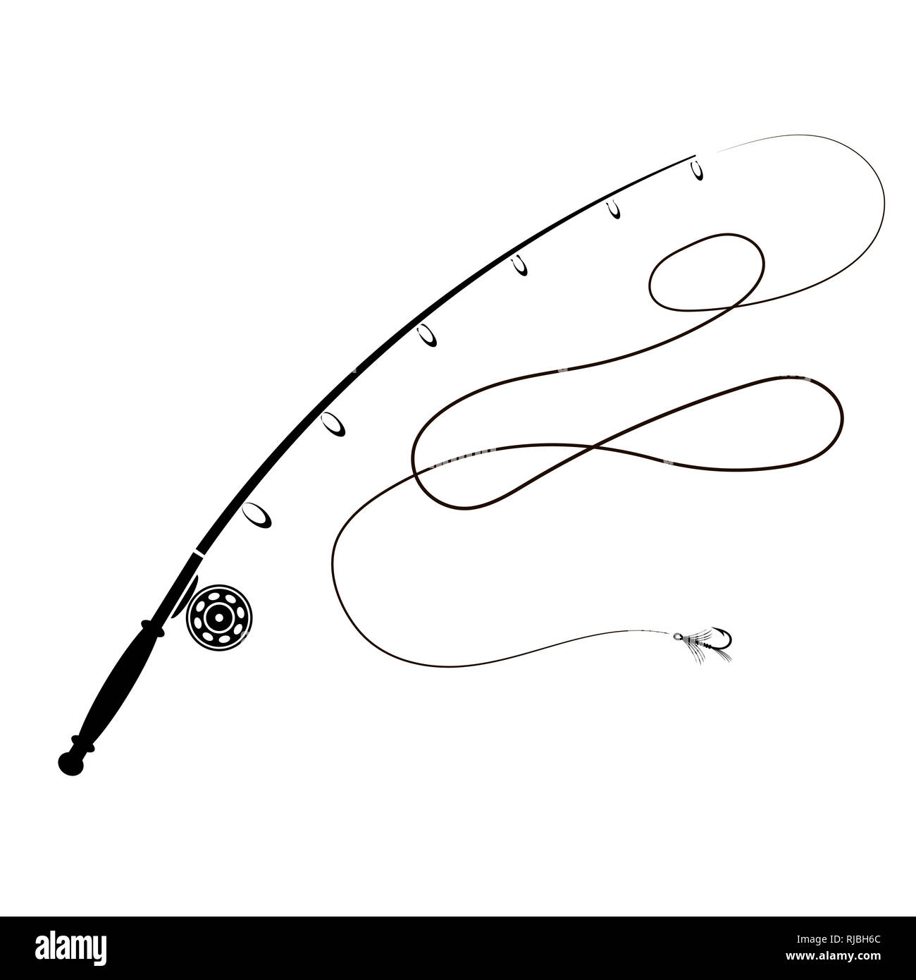 Fishing Rod Silhouette with Fishing Hook Stock Photo - Alamy