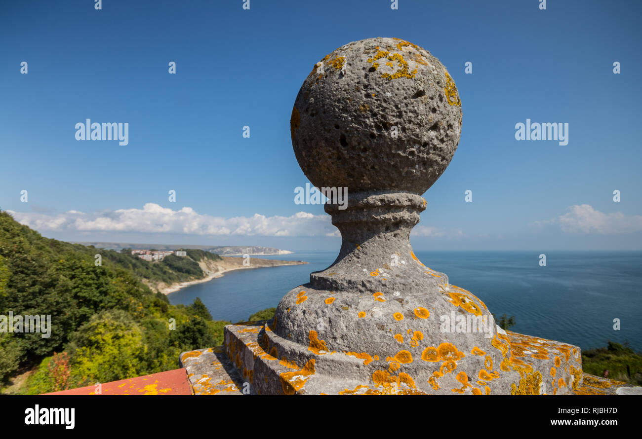 Views across Durlston Bay towards Peveril Point and Ballard Down from ...