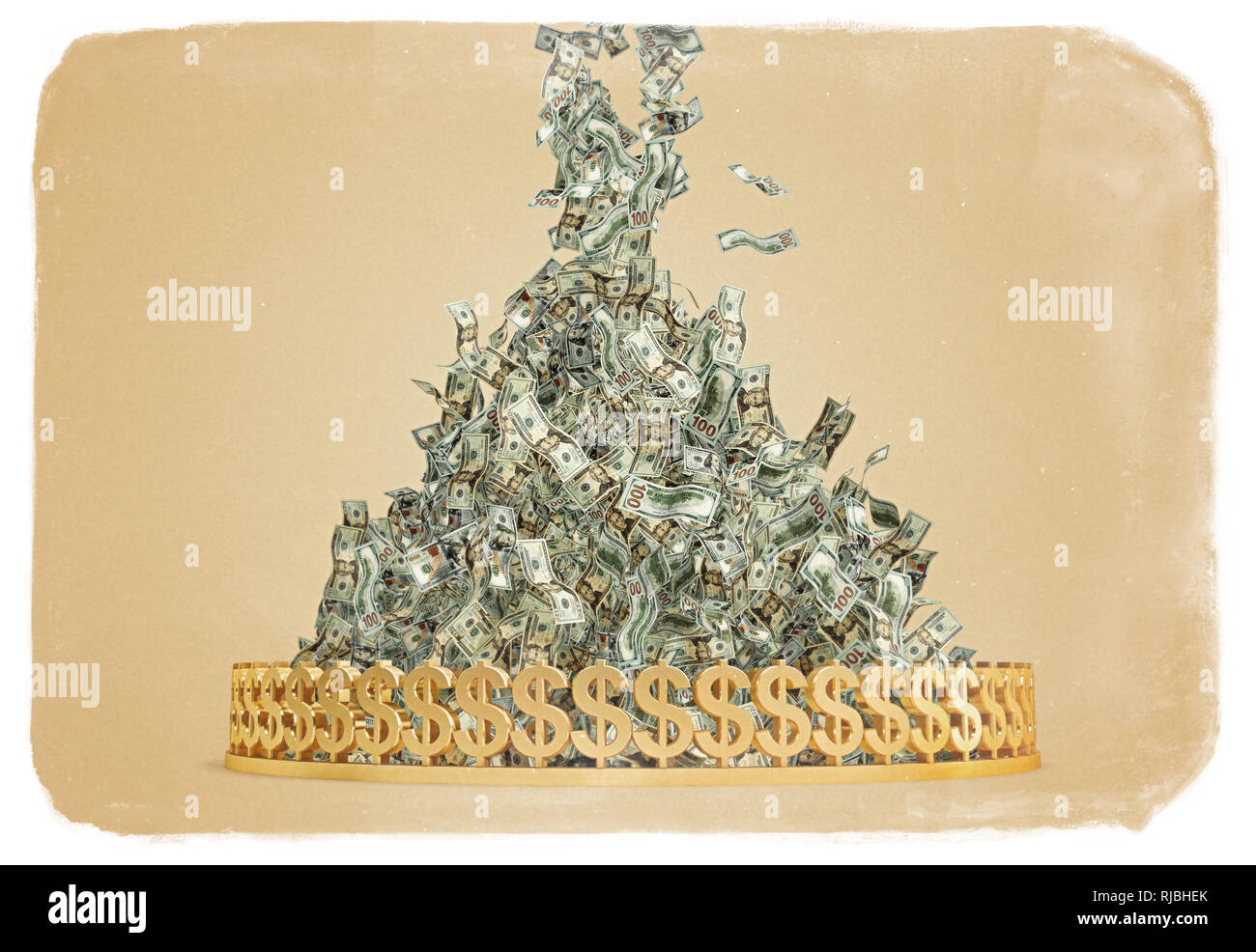 Money Rain - 20 and 100 Dollar bills raining down on a pile of Cash ...