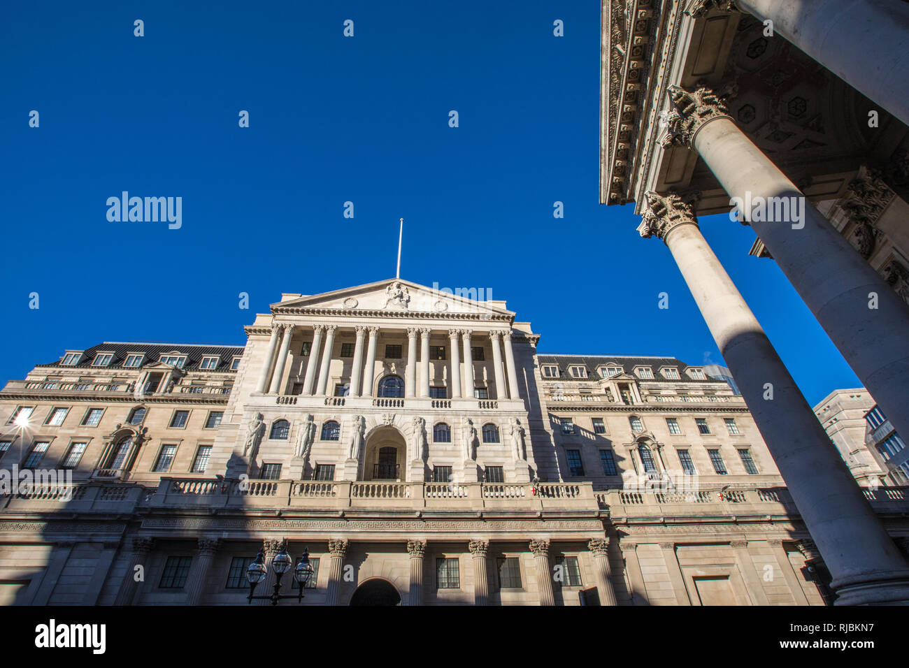 A view of the exterior of The Bank of England - the central bank of the ...