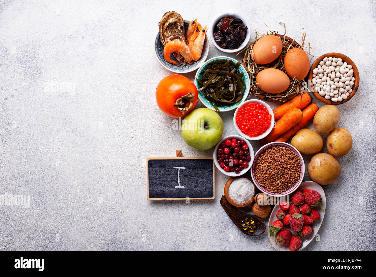 Healthy food containing iodine. Products rich in I Stock Photo - Alamy