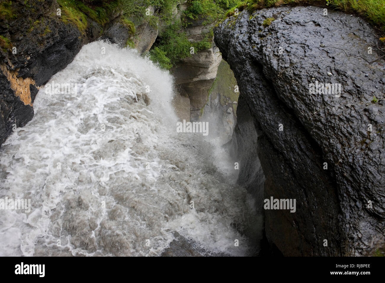 Looking down the Reichenbach Falls, River Aar, Meiringen Stock Photo ...