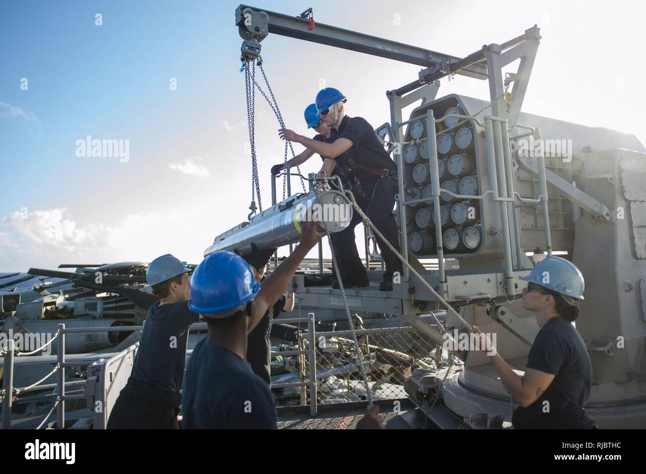 PACIFIC OCEAN (Jan. 14, 2018) Sailors assigned to the amphibious ...