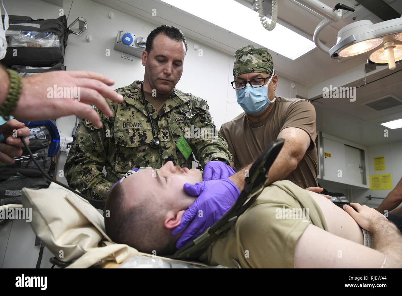 MANAMA, BAHRAIN (Jan. 15, 2018) Capt. Robert Jacoby, right, and ...