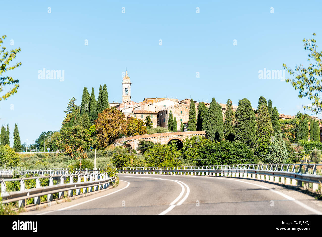San Quirico D'Orcia, Italy town village in Tuscany during sunny summer ...