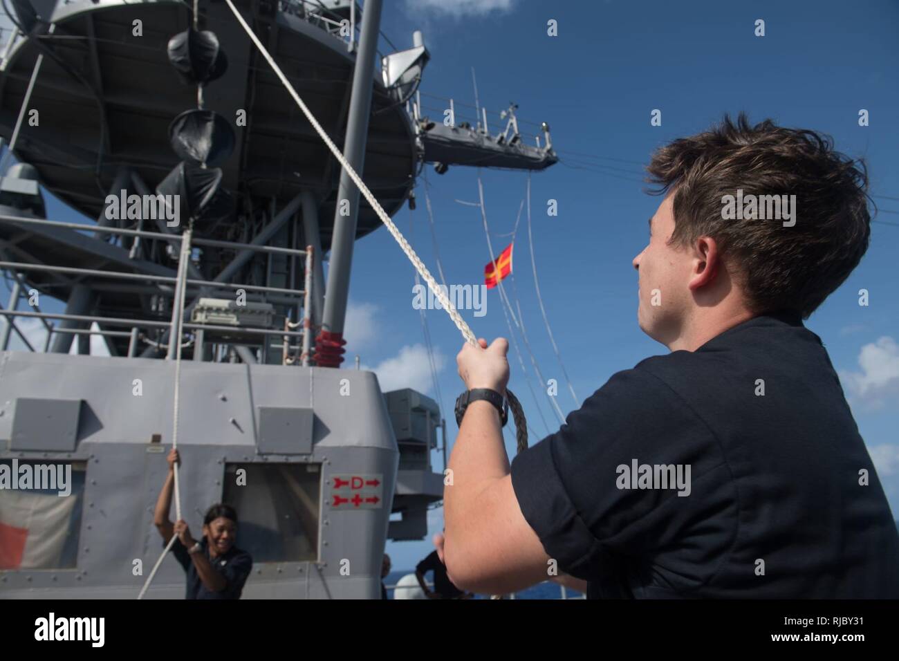 PACIFIC OCEAN (Jan. 11, 2018) Quartermaster 1st Class Daniel Searfoss ...