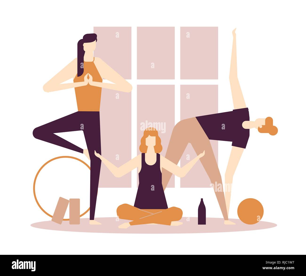Yoga practice - flat design style colorful illustration Stock Vector ...