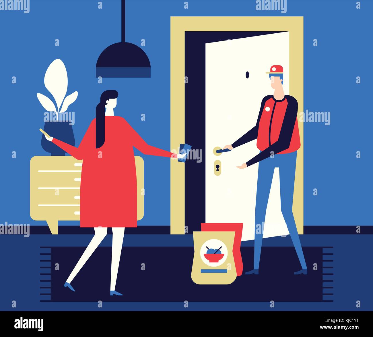 Food delivery - flat design style colorful illustration Stock Vector ...