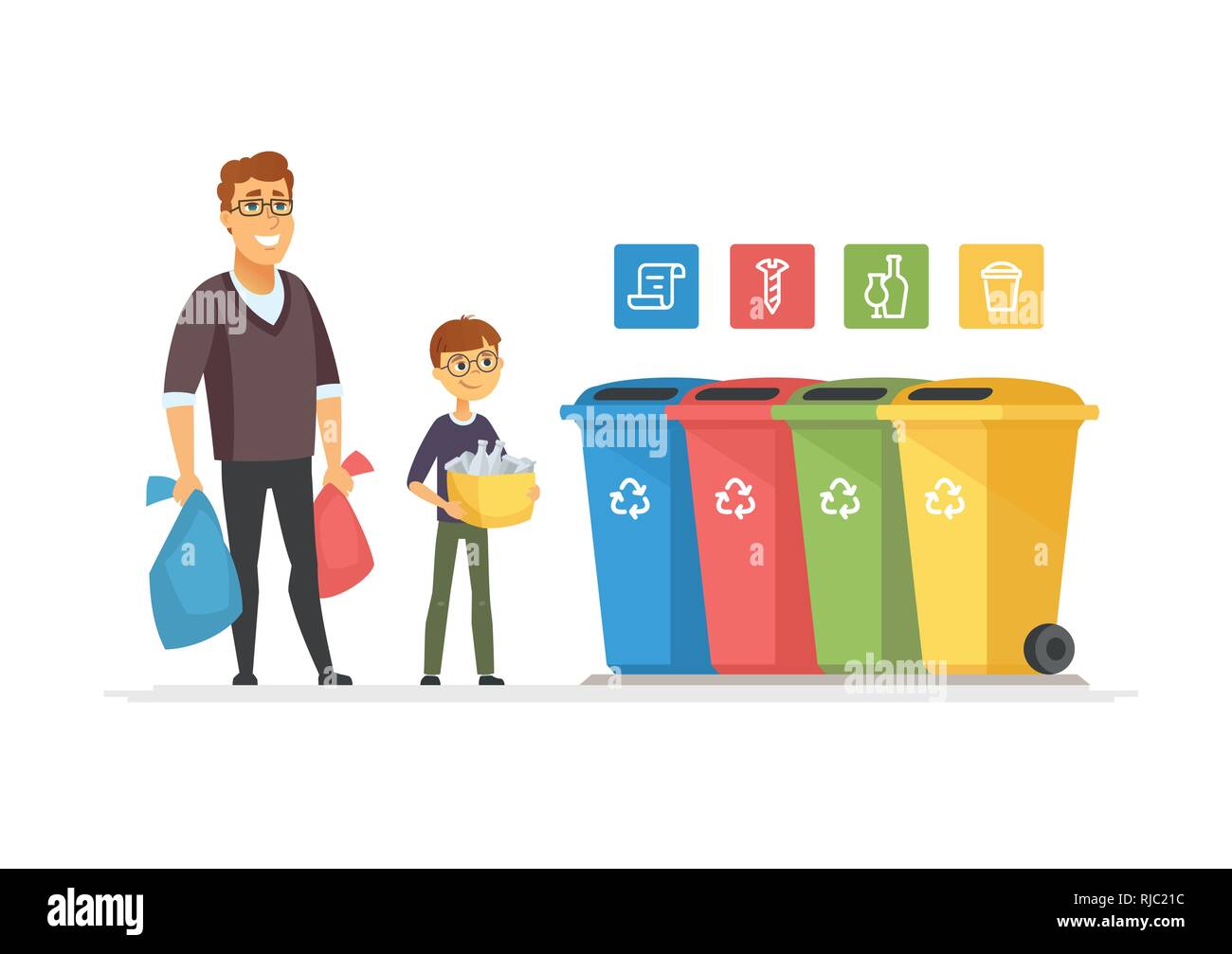 Recycling concept - modern cartoon people characters illustration Stock ...
