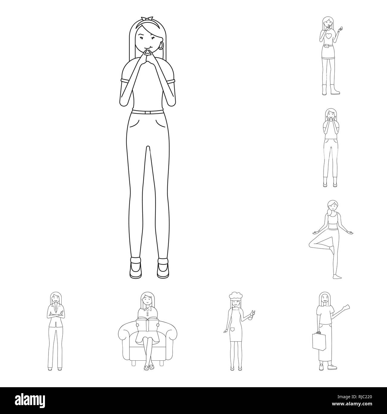 Isolated object of posture and mood sign. Collection of posture and ...